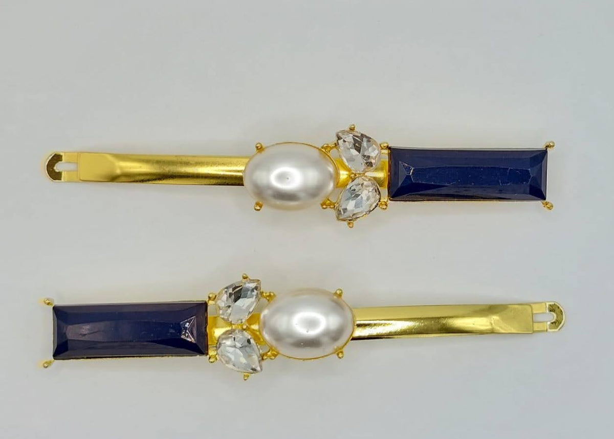 Emilia - Navy Long Gem Hair Slides – Ruby Willow UK
